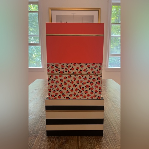 kate spade | Other | Nwt Kate Spade Set Of 3 Nesting Boxes Striped ...
